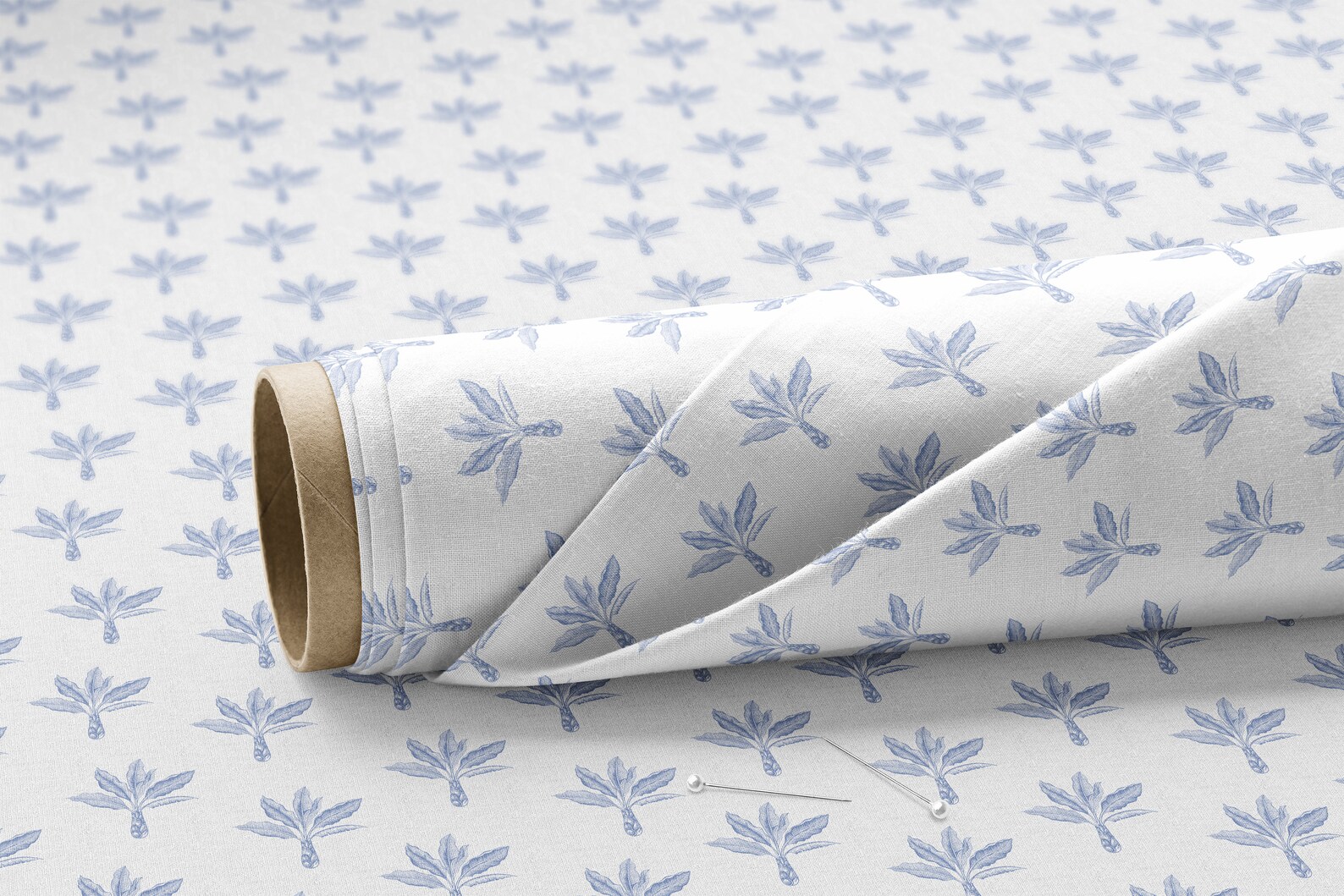 Dusky Blue Chinoiserie Seamless Pattern Palm Pattern Botanical Surface ...