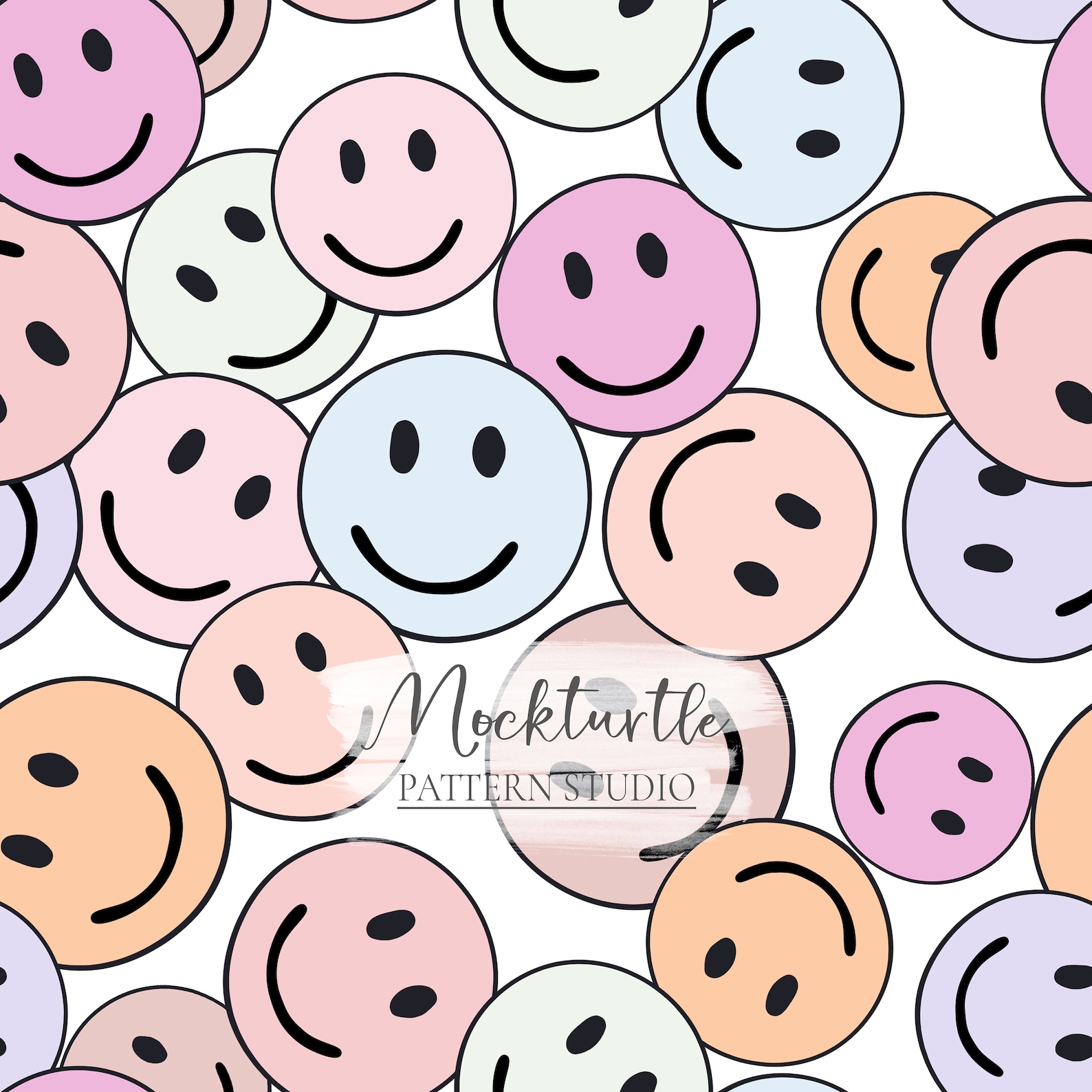 Smiley Faces Seamless Pattern | Happy Face Surface Pattern | Funky ...