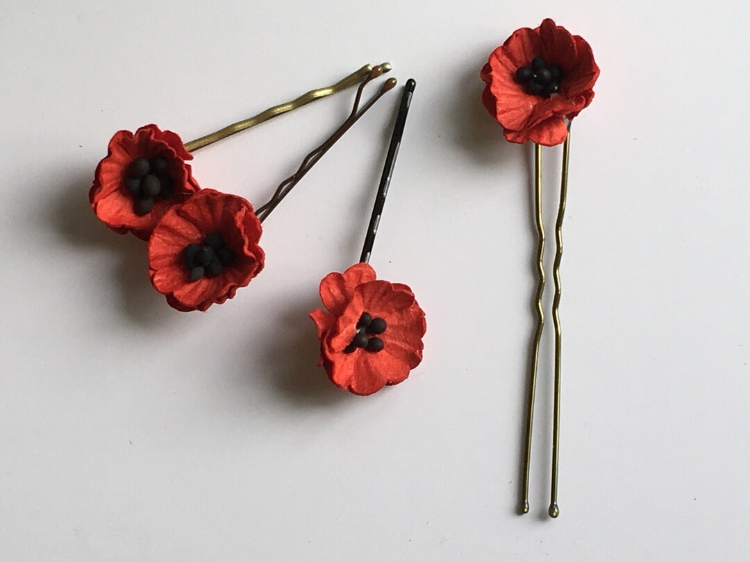 Pretty Parchment Poppy Hair Pins Bride Bridesmaids Prom Wedding Choose ...