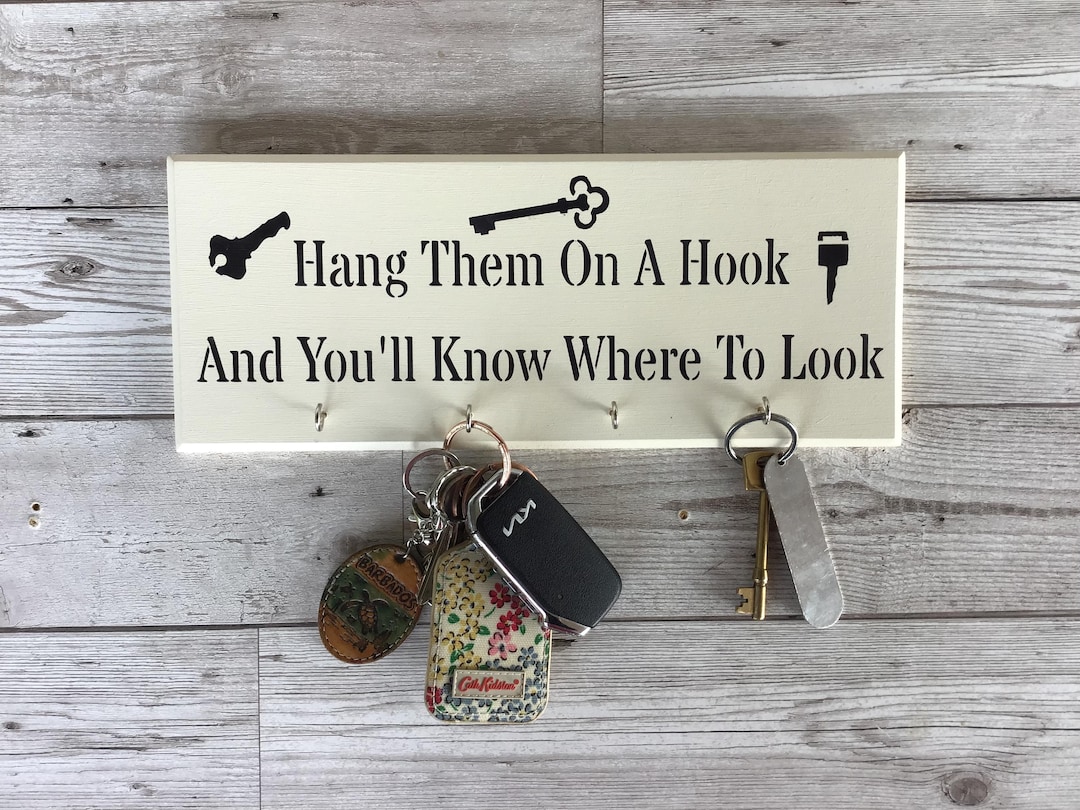 Wooden Key Holder Sign-entrance Decor-key Holder-key Hooki Sign-key ...