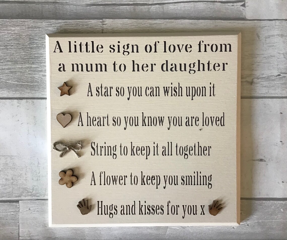 Wooden Daughter Sign From a Mum to Daughterdaughter | Etsy
