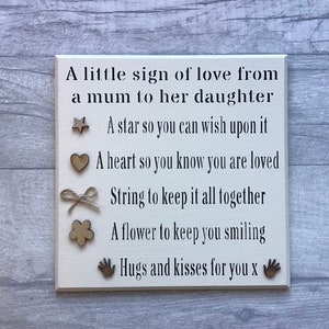 Wooden Daughter Sign, From a Mum to Daughter,daughter Gift,love From ...