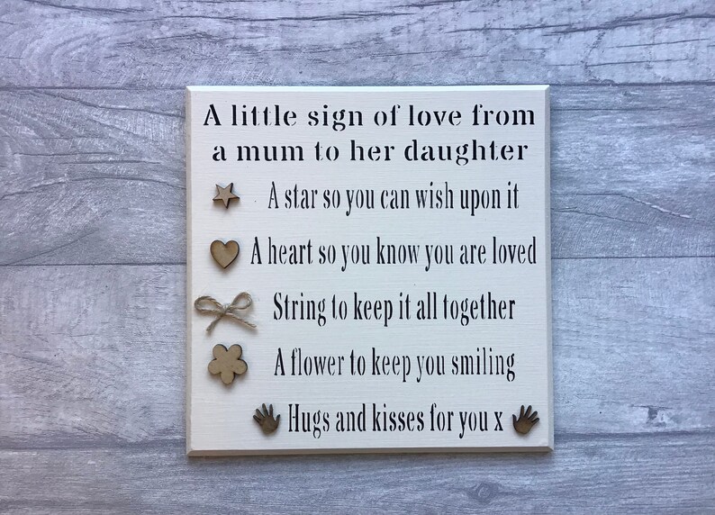 Wooden Daughter Sign, From a Mum to Daughter,daughter Gift,love From ...