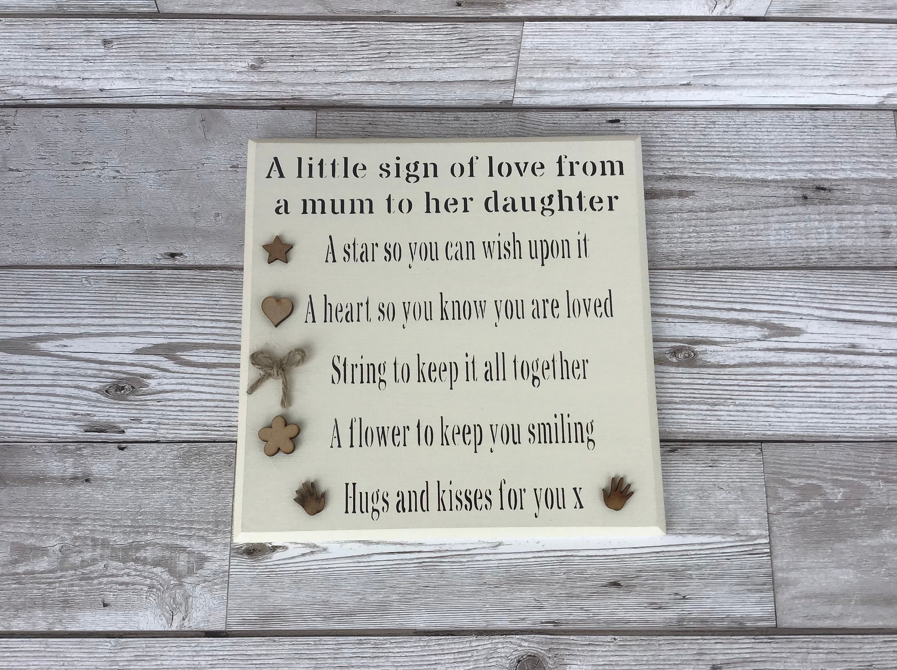 Wooden Daughter Sign From a Mum to Daughterdaughter - Etsy