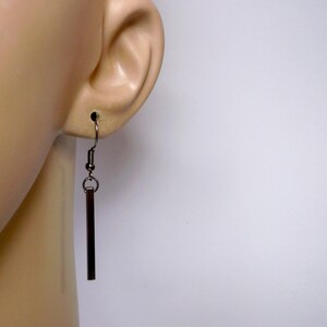 Men stick dangle stick earring one stick earring gunmetal | Etsy