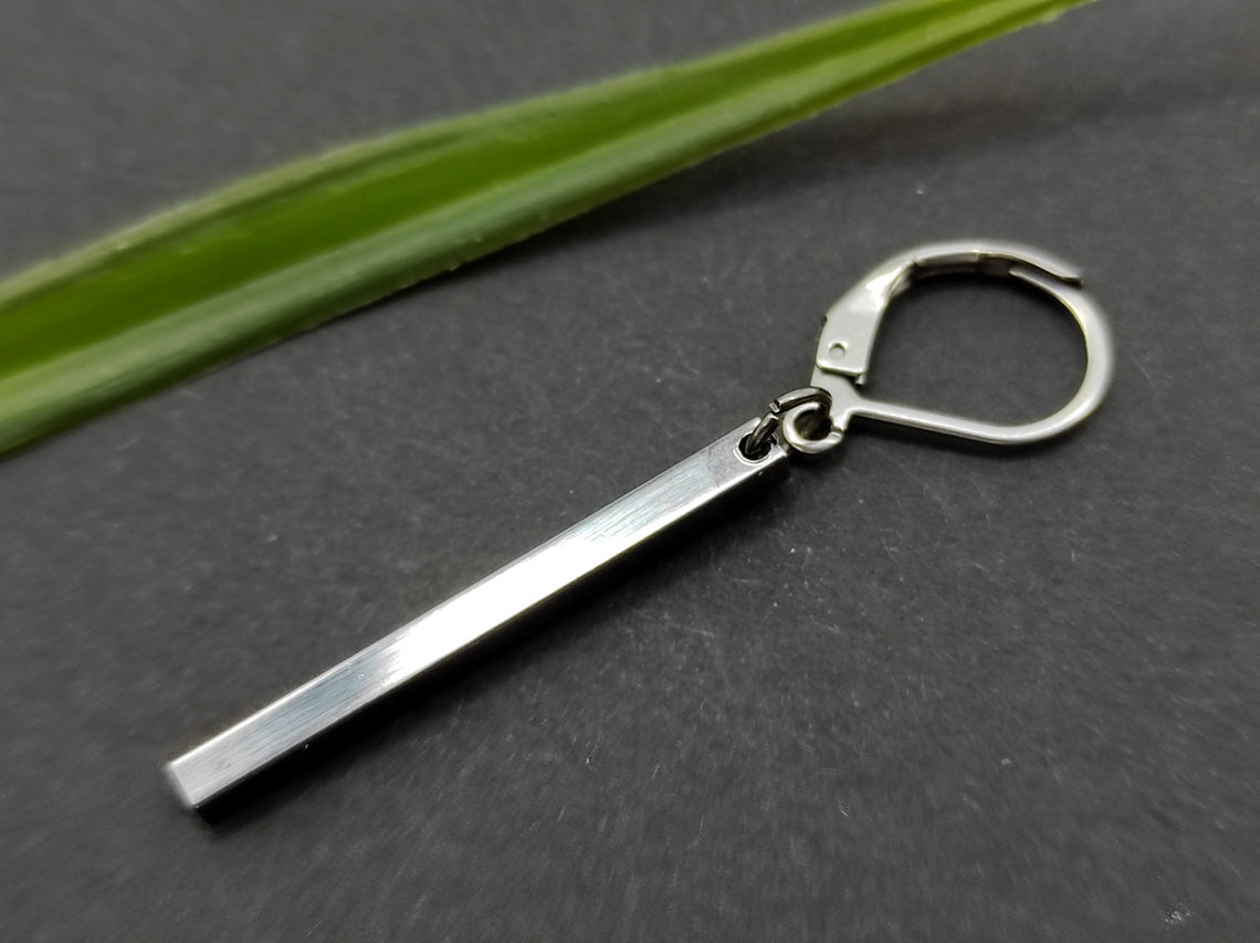 Men Stick Dangle Stick Earring One Stick Earring Gunmetal - Etsy