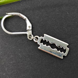 Razor Blade Earring: Silver Tone Goth Punk Dangle Accessory - Etsy