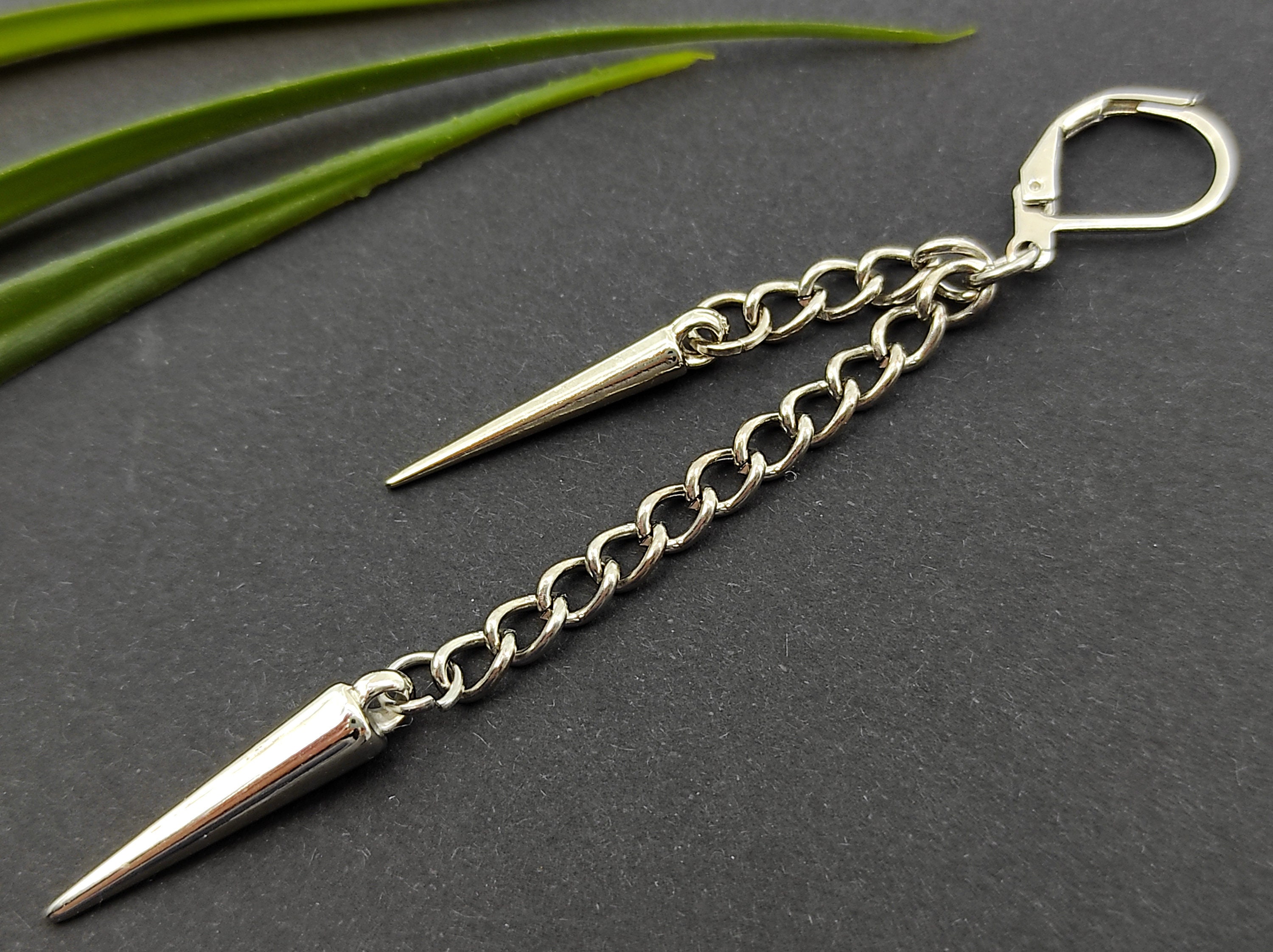 Silver Spike Earring Double Spike Dangle Acrylic Spike Punk - Etsy