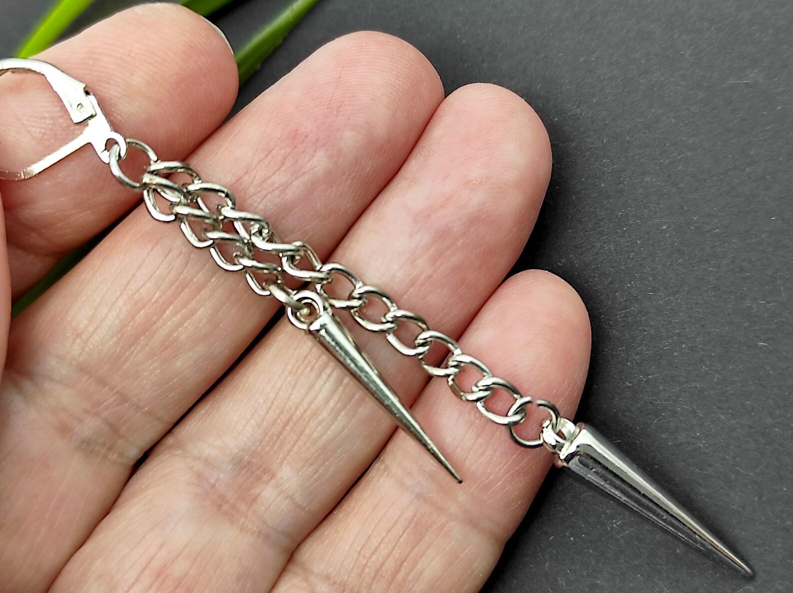 Silver Spike Earring Double Spike Dangle Acrylic Spike Punk - Etsy