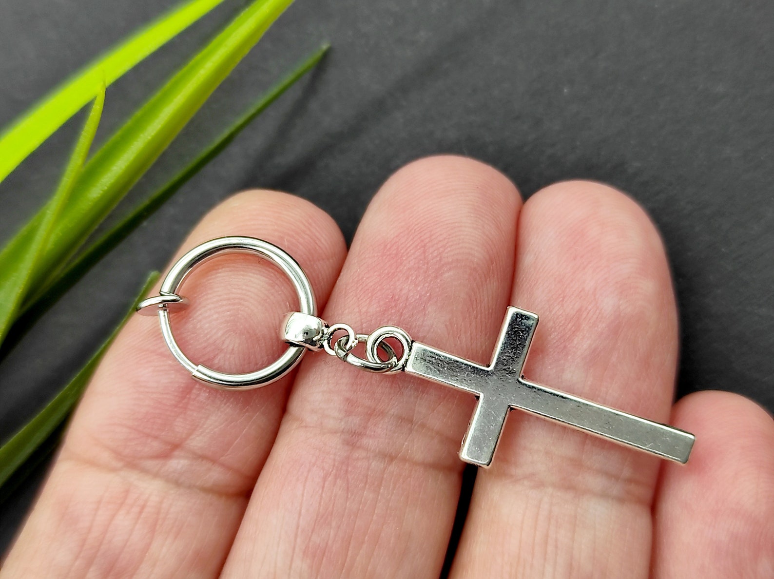One Cross Clip-on Antique Silver Cross Clip-on Cross Single | Etsy