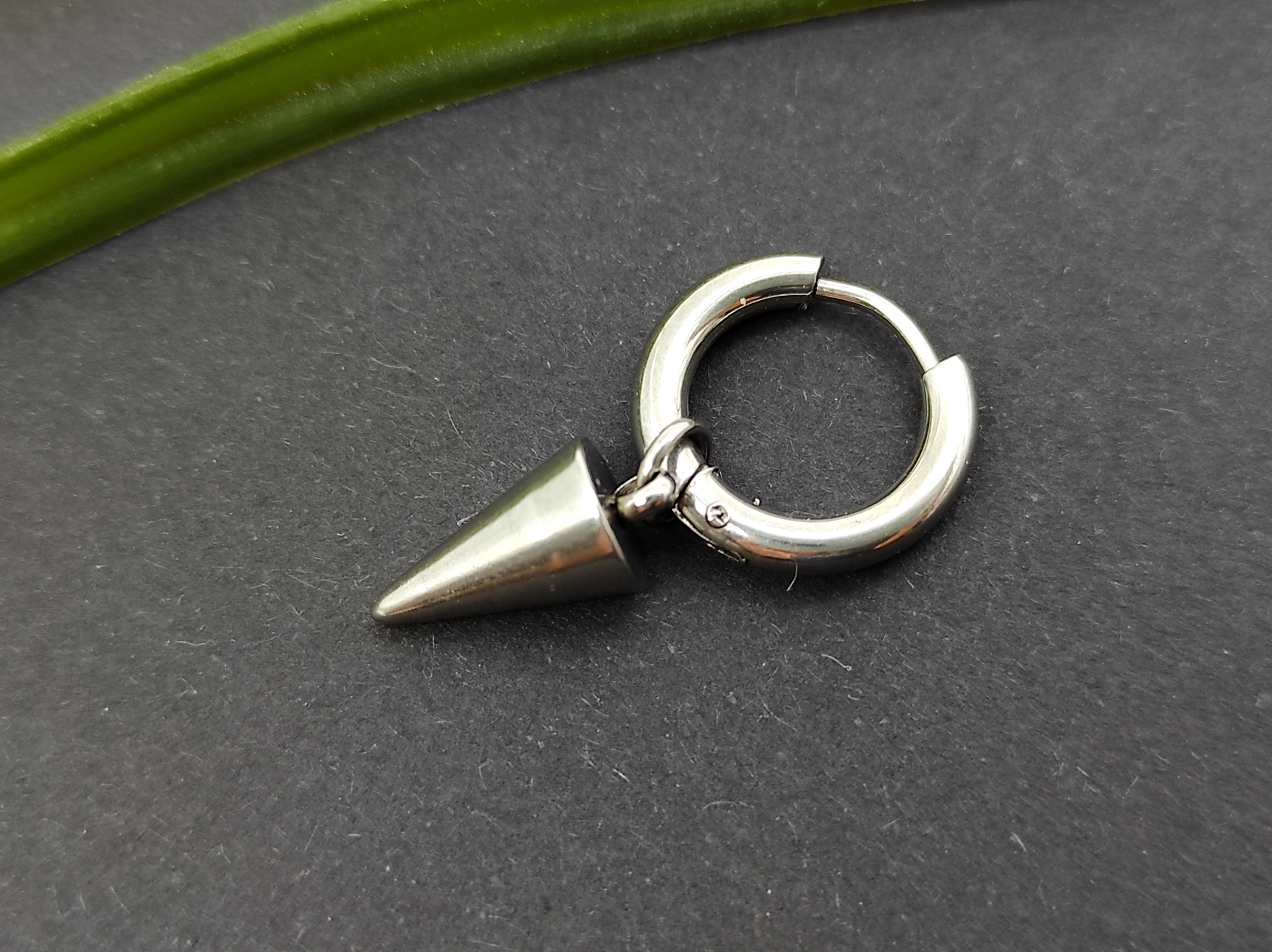Steel Cone Hoop Earring Spike Short Dangle Cone Earring Goth - Etsy