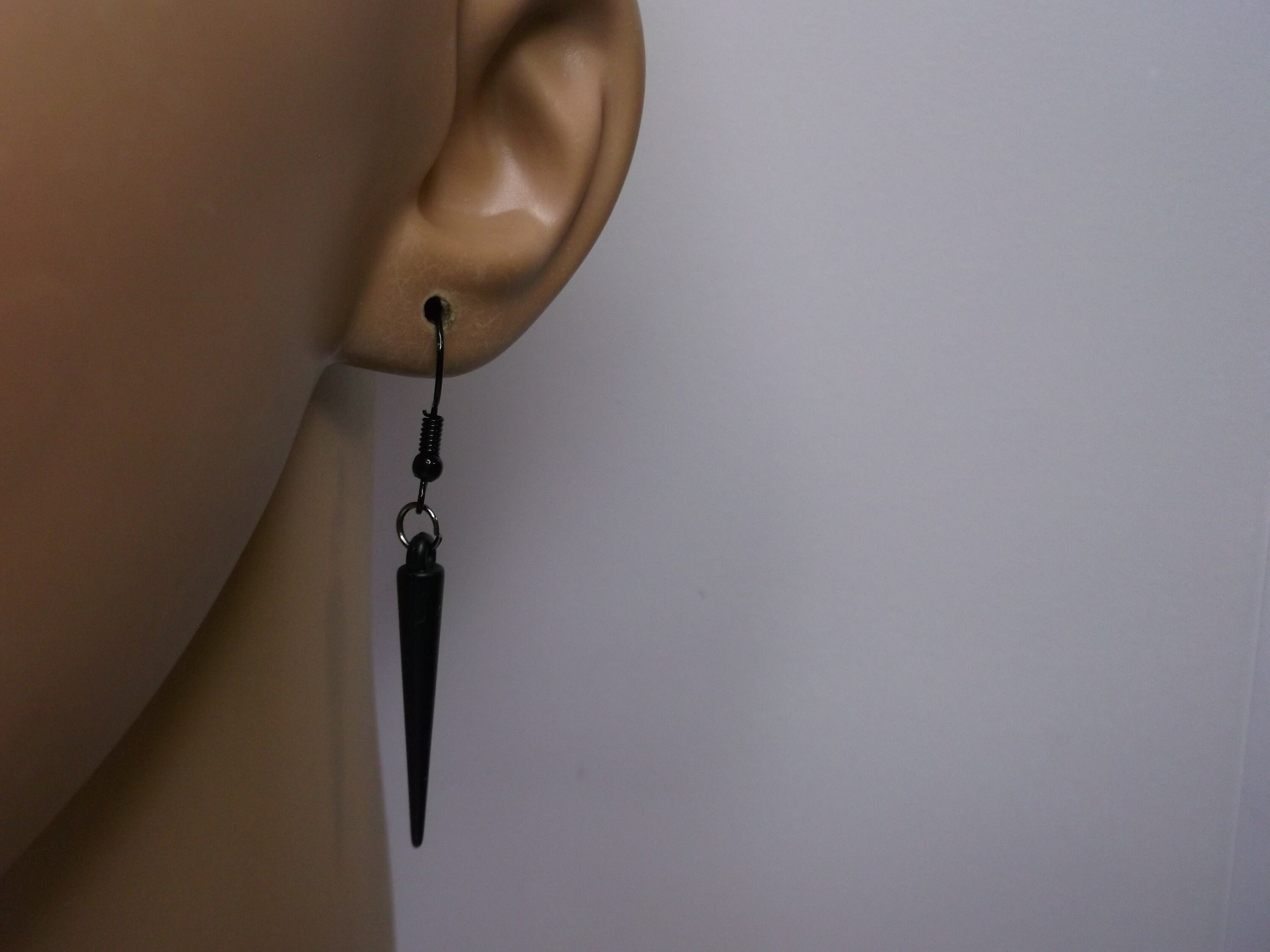 Black Spike Earring Spike Dangle Black Matte Spike Punk | Etsy