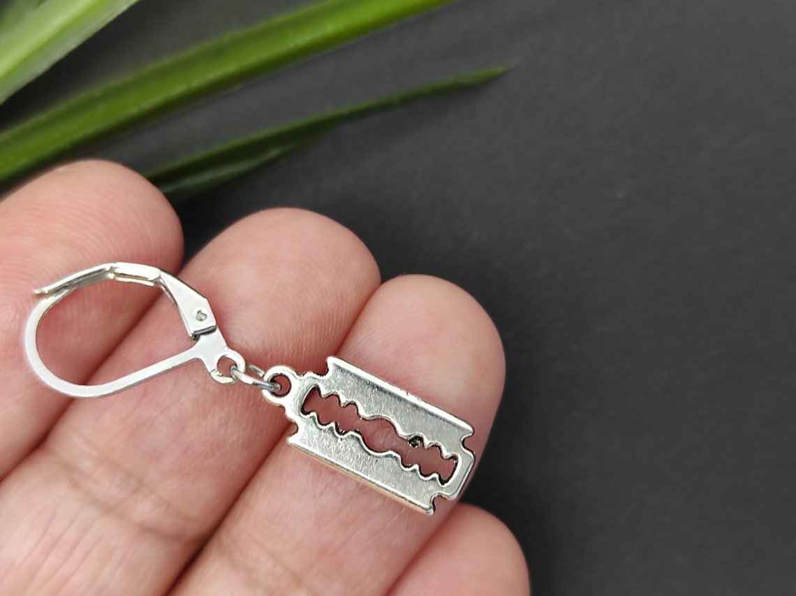 Razor Blade Earring: Silver Tone Goth Punk Dangle Accessory - Etsy