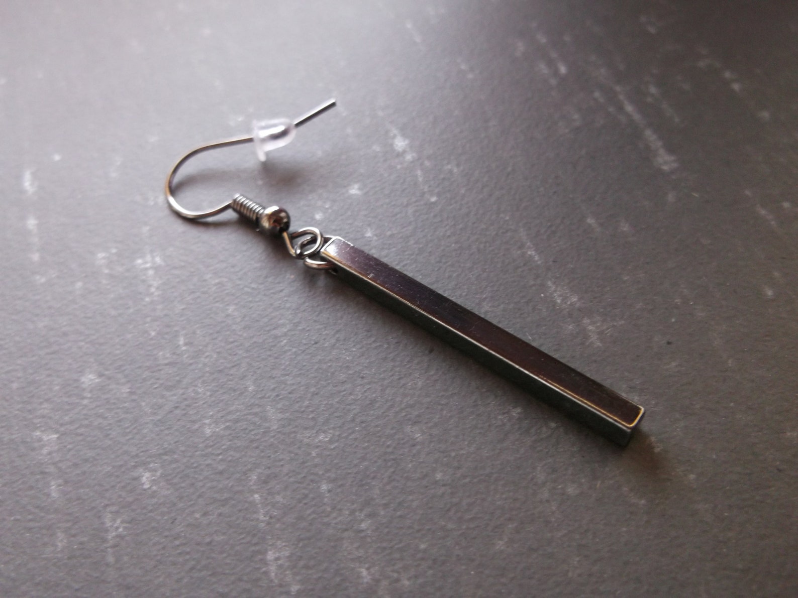 Men stick dangle stick earring one stick earring gunmetal | Etsy