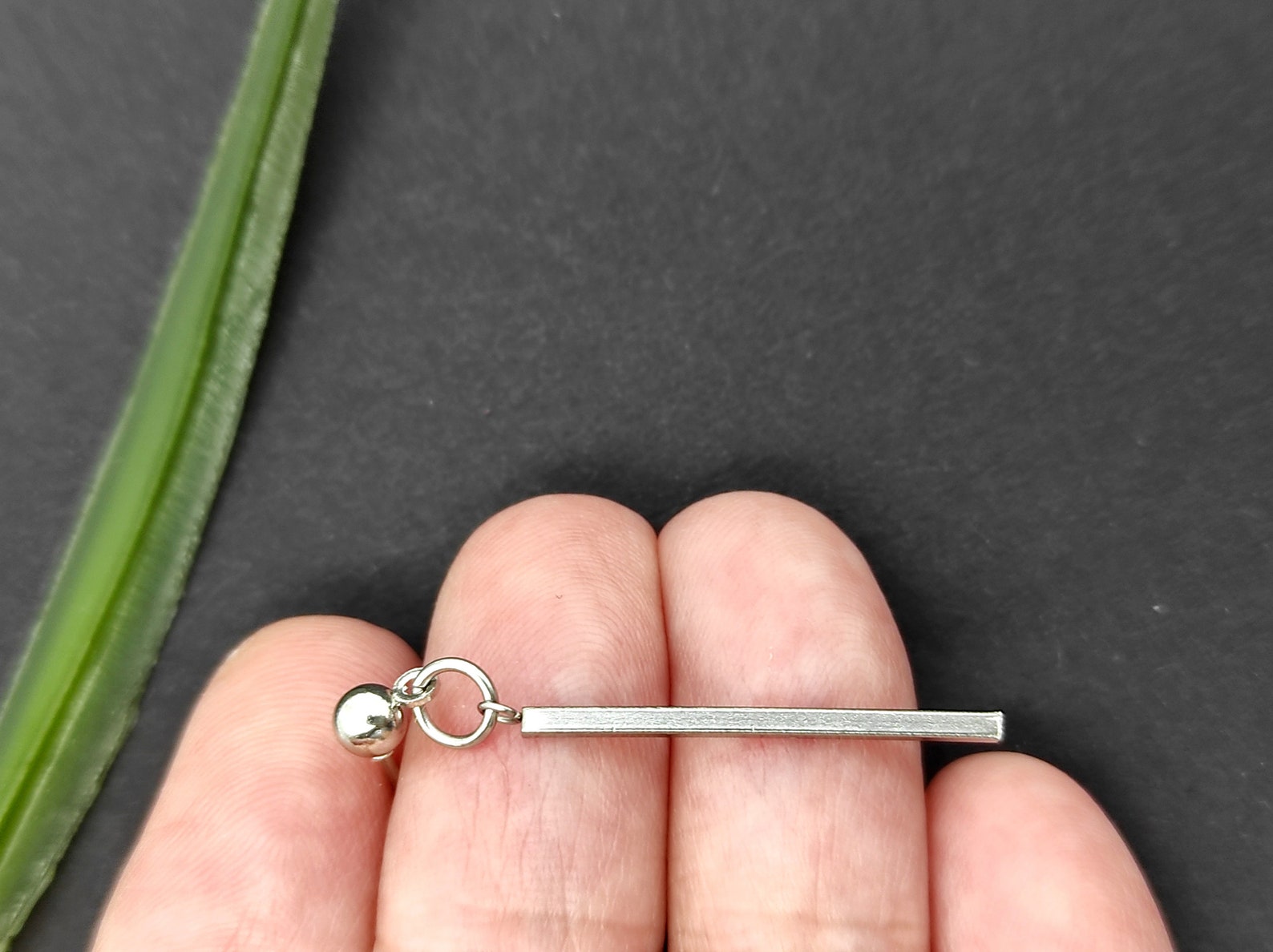 Stainless Steel Stick Dangle Earring, Men's Bar Earring, Modern Silver ...