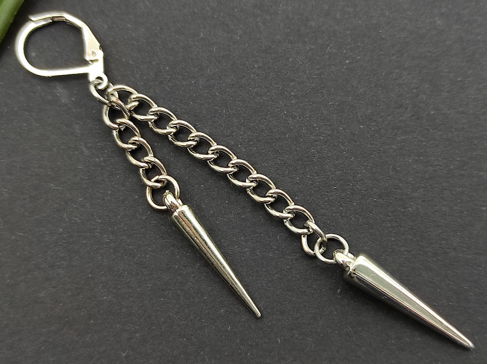 Silver Spike Earring Double Spike Dangle Acrylic Spike Punk - Etsy