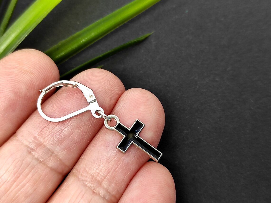 Single Cross Dangle, Enamel Cross Dangle, Silver Cross, Black Cross Men ...