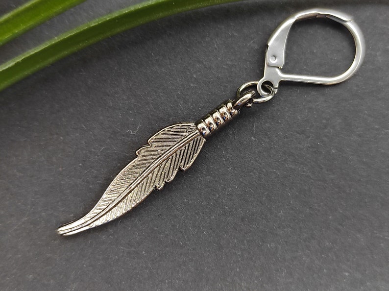 Gunmetal Feather Dangle Feather Earring Symbol Feather Dangle - Etsy