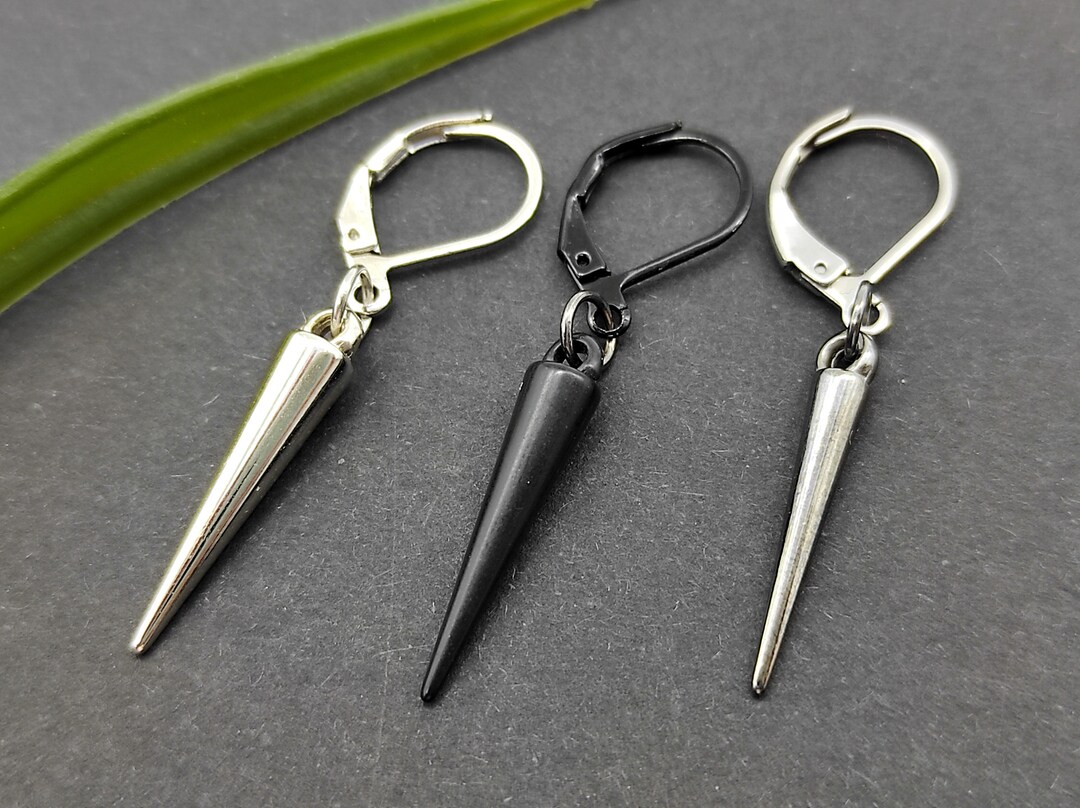 Gunmetal Spike Dangle Earring, Punk Gothic Style - Etsy