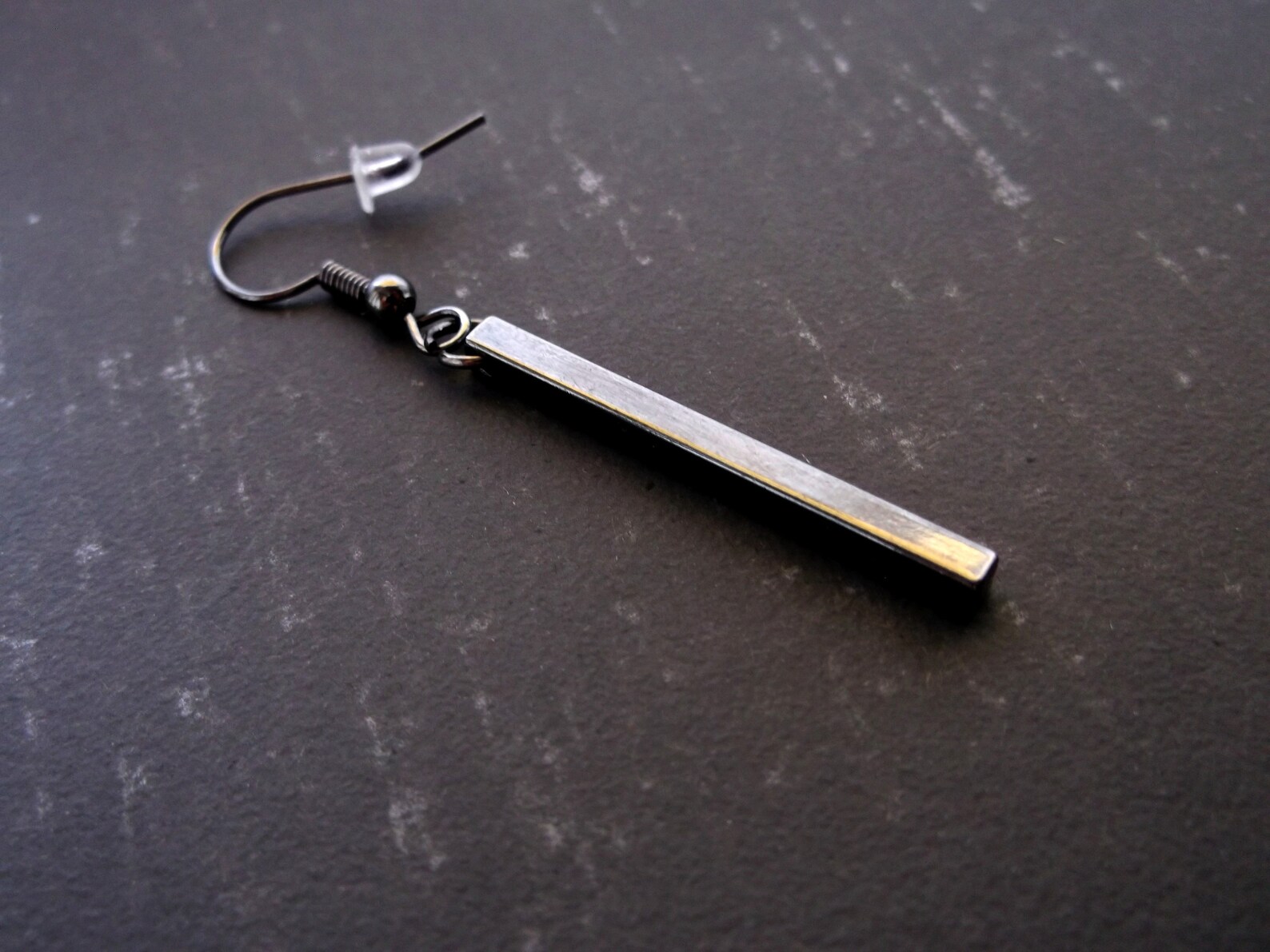 Men stick dangle stick earring one stick earring gunmetal | Etsy