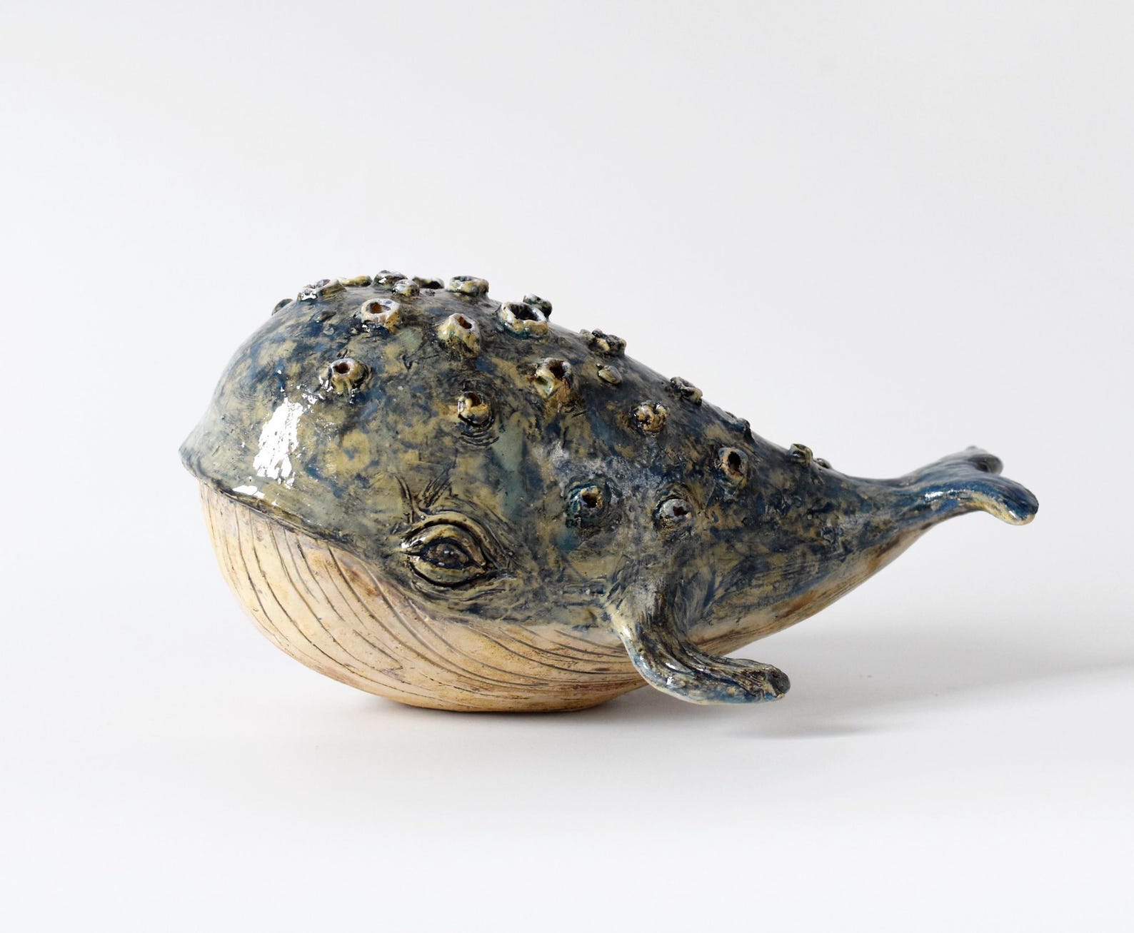 Ceramic Whale Sculpture, Handmade Pottery Animal Figurine, Ocean ...