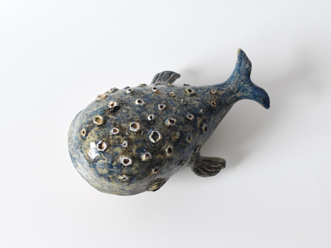 Ceramic Whale Sculpture, Handmade Pottery Animal Figurine, Ocean ...