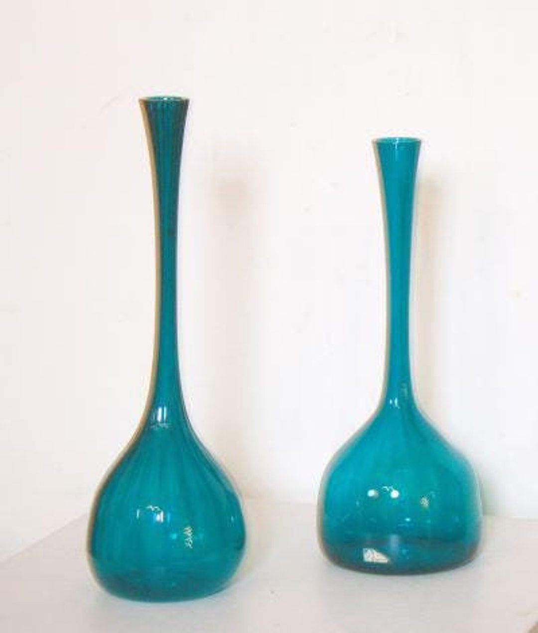 Pair of Gunnar Ander, Turquoise Glass Vases Ca 1960 - Etsy