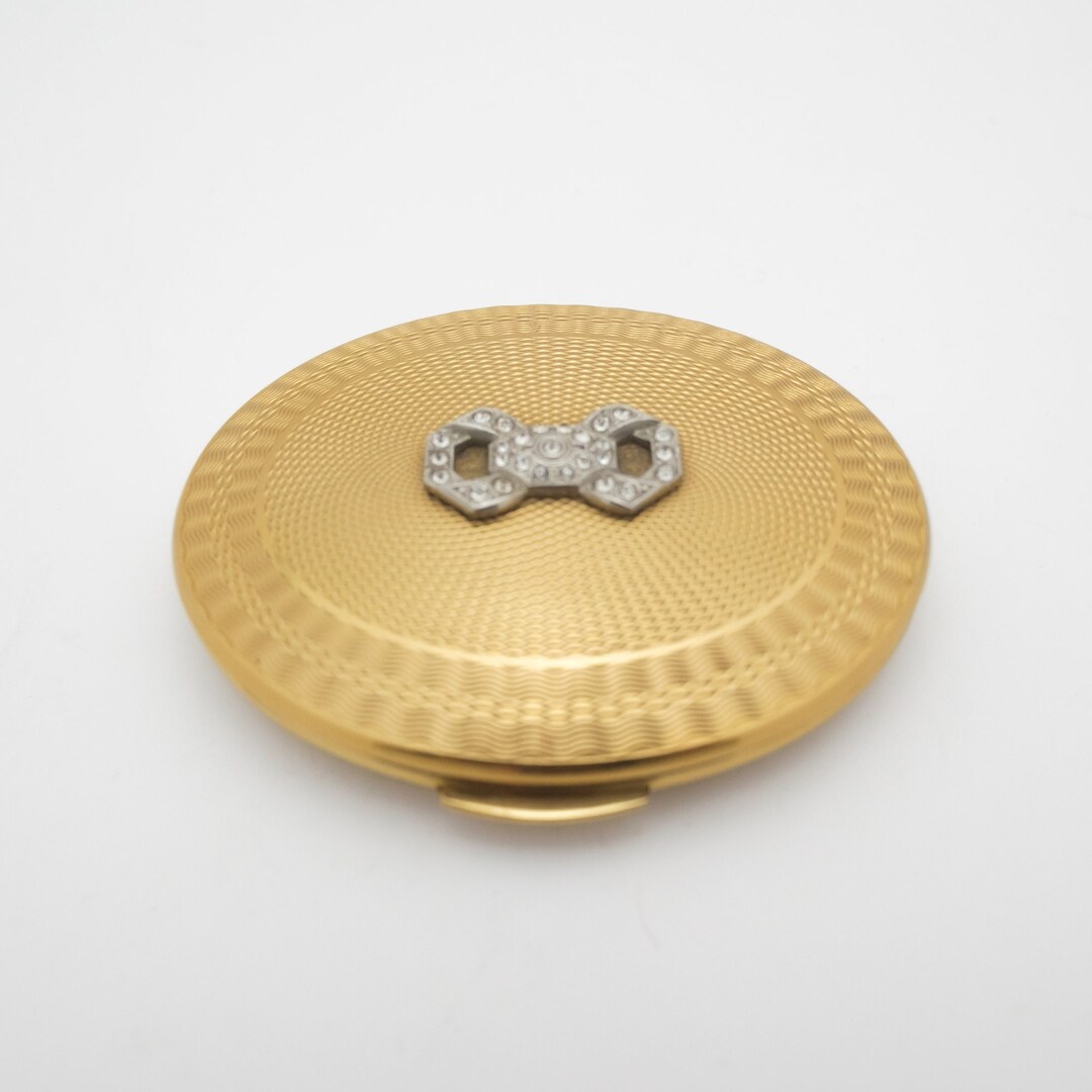 Brass Oval Kigu Compact Box Encrusted With Marcasite Made In, the 50 S ...