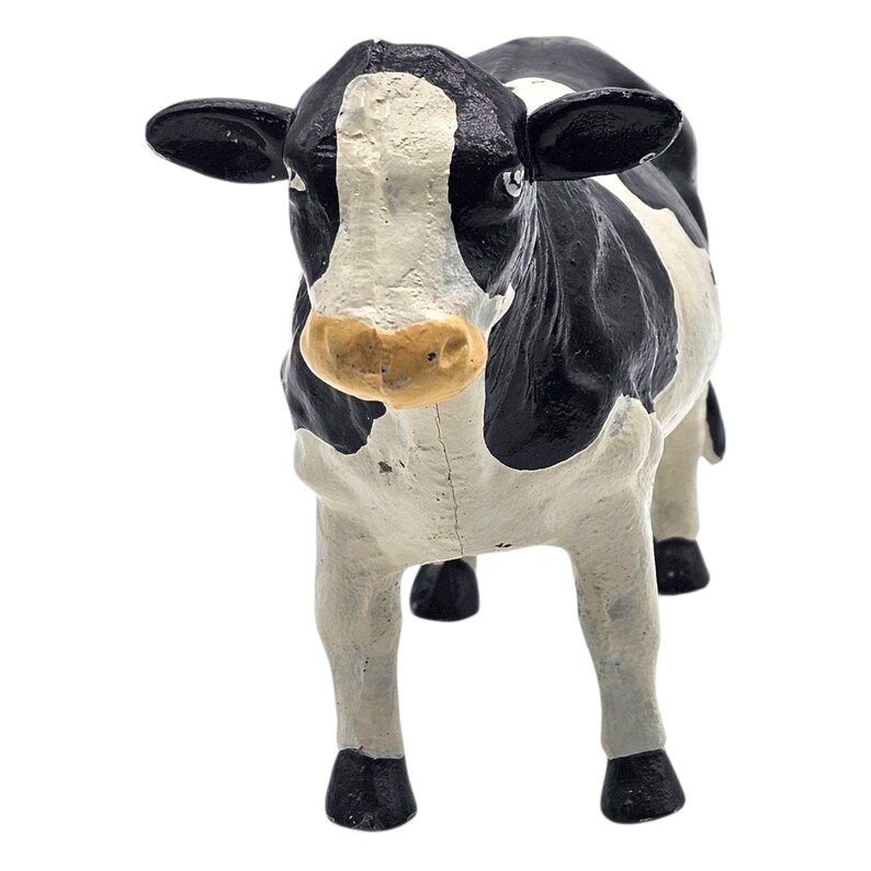 Vintage Cast Iron Holstein Cow Piggy Bank Heavy Metal Farmhouse Animal ...