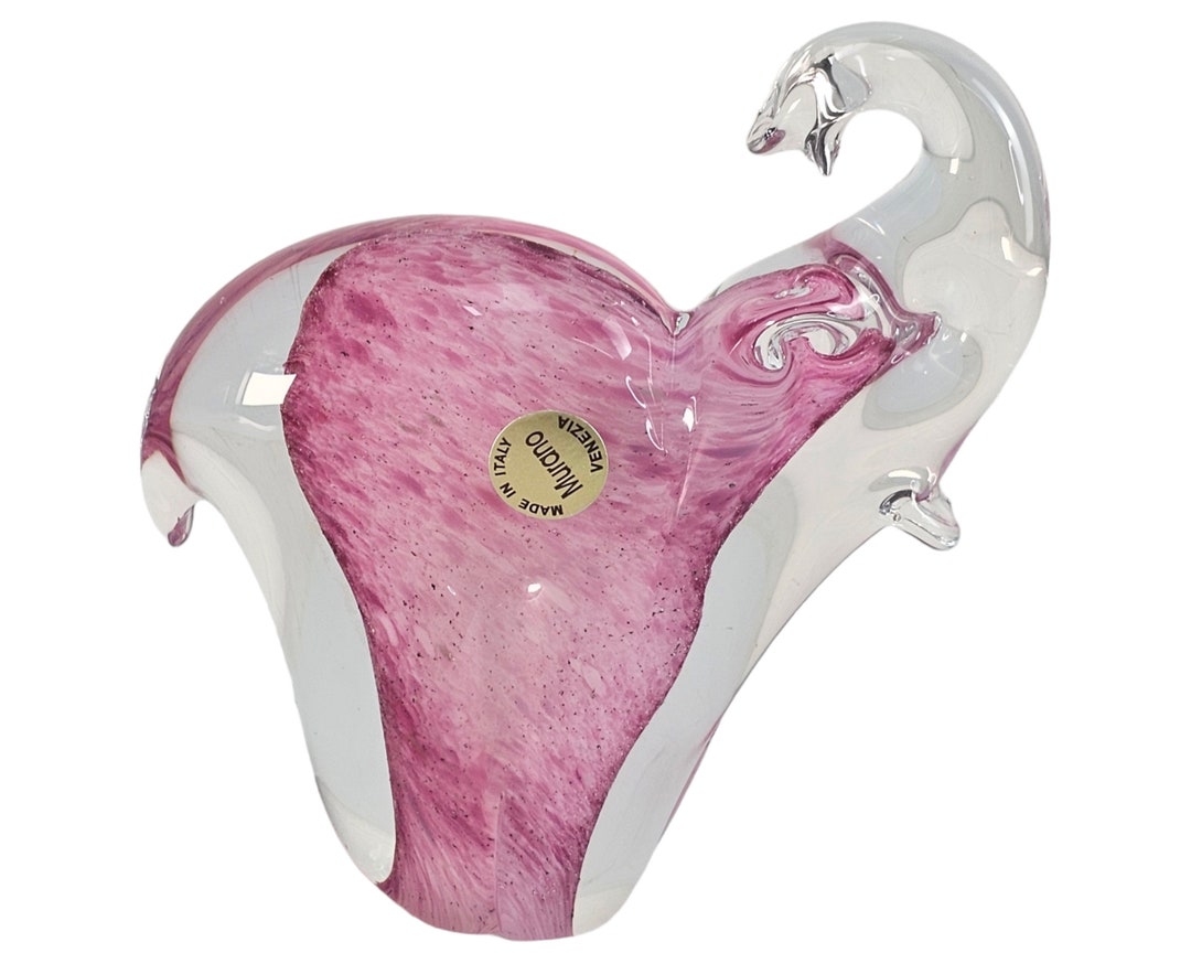 Murano Glass Elephant, Pink Elephant, Trunk up Elephant, Elephant ...