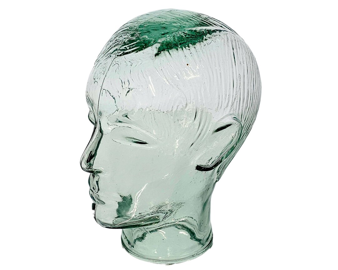 VTG Green Recycled Glass Mannequin Head – Male Bust Wig Hat Display ...