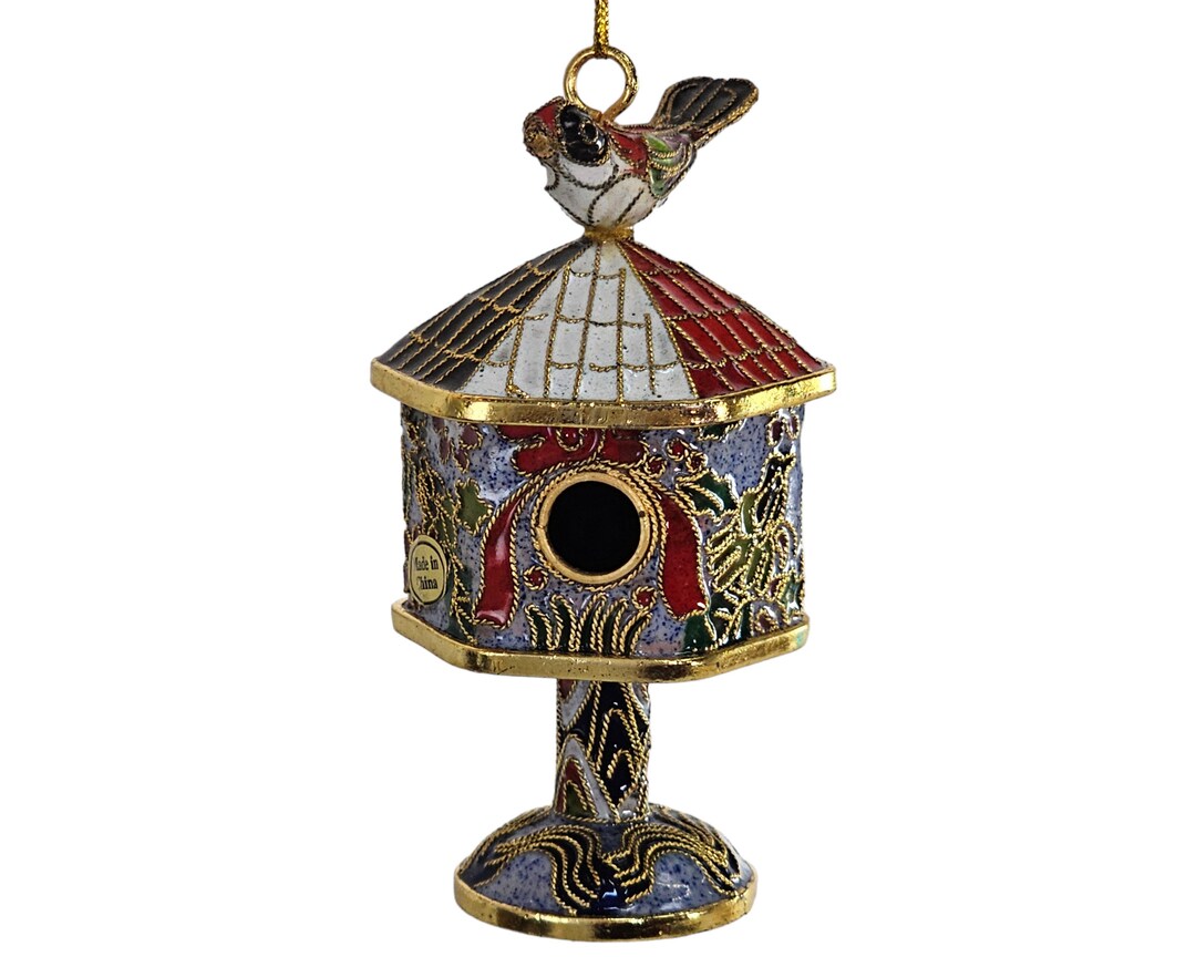 Vintage Cloisonné Bird Figure, Chinese Bird House Ornament, Enameled ...