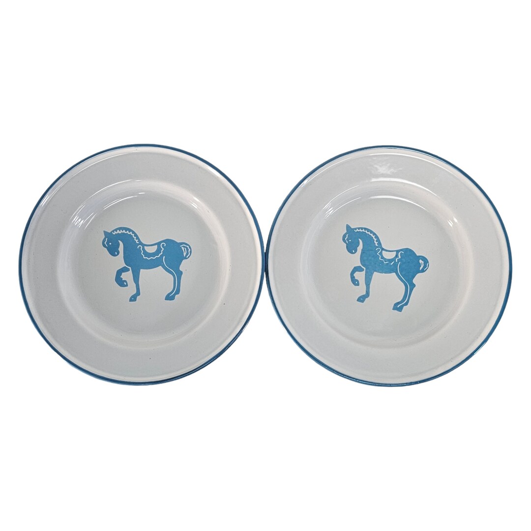 Kockums Swedish Plates, Children Pair of Plates, Horses Pattern Plate ...
