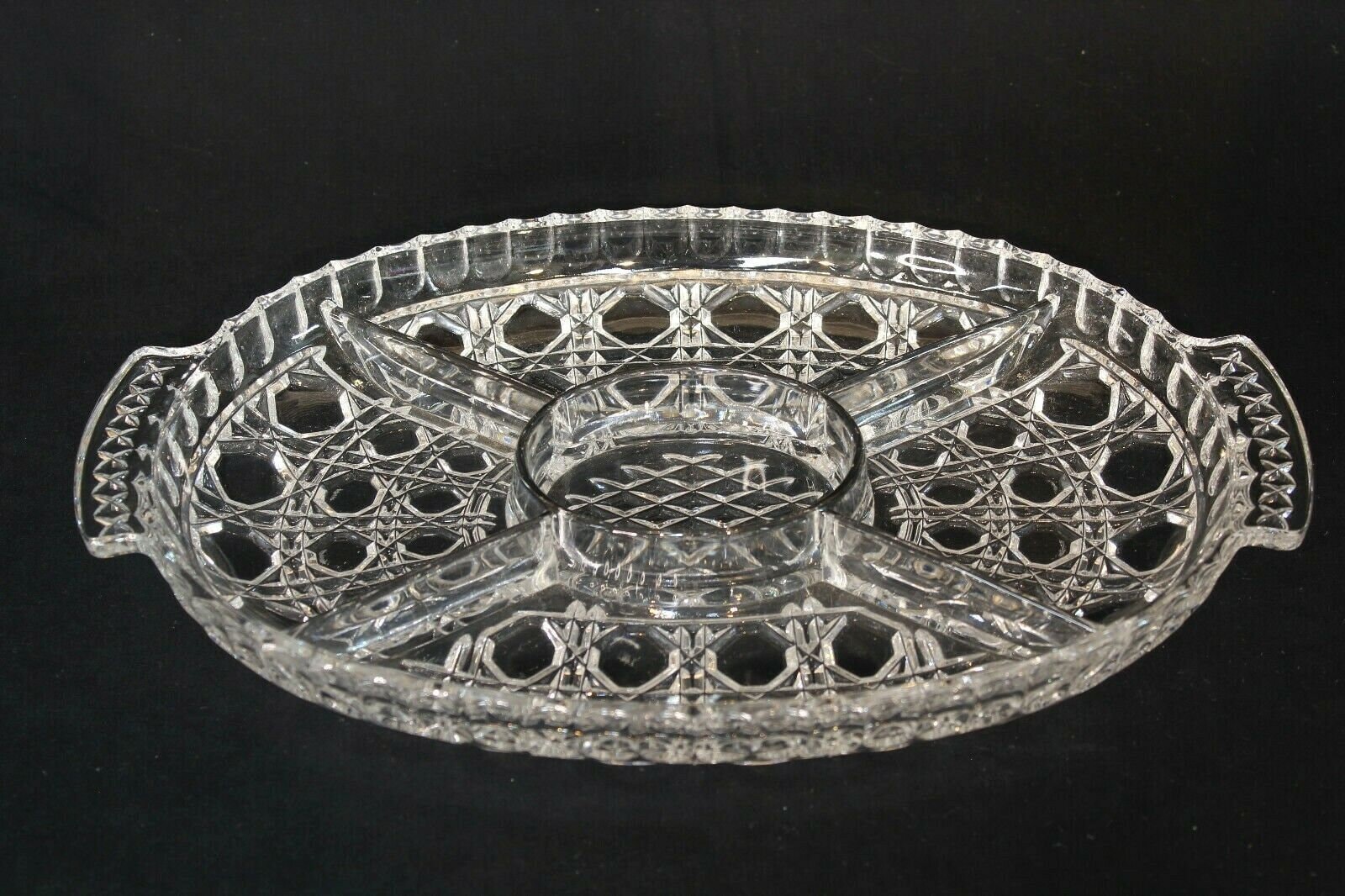 Vintage Heavy Lead Crystal Tray Oval Relish Tray Glass Tray | Etsy