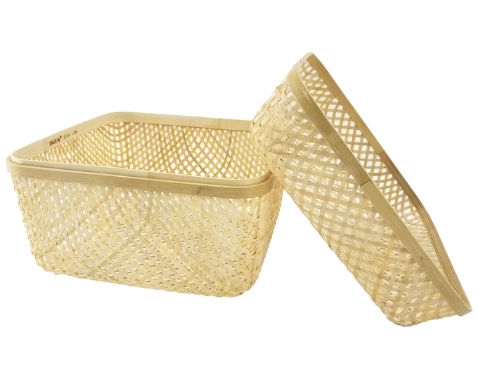 IKEA Smarra Box With Lid Natural 1999 Bamboo - Etsy