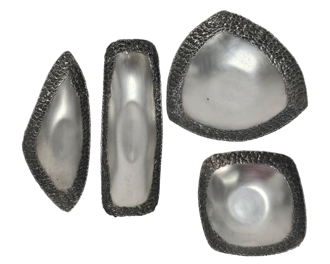 Vintage Weiss Pewter Dishes, Brutalist Trinket Art Dishes, Silver ...