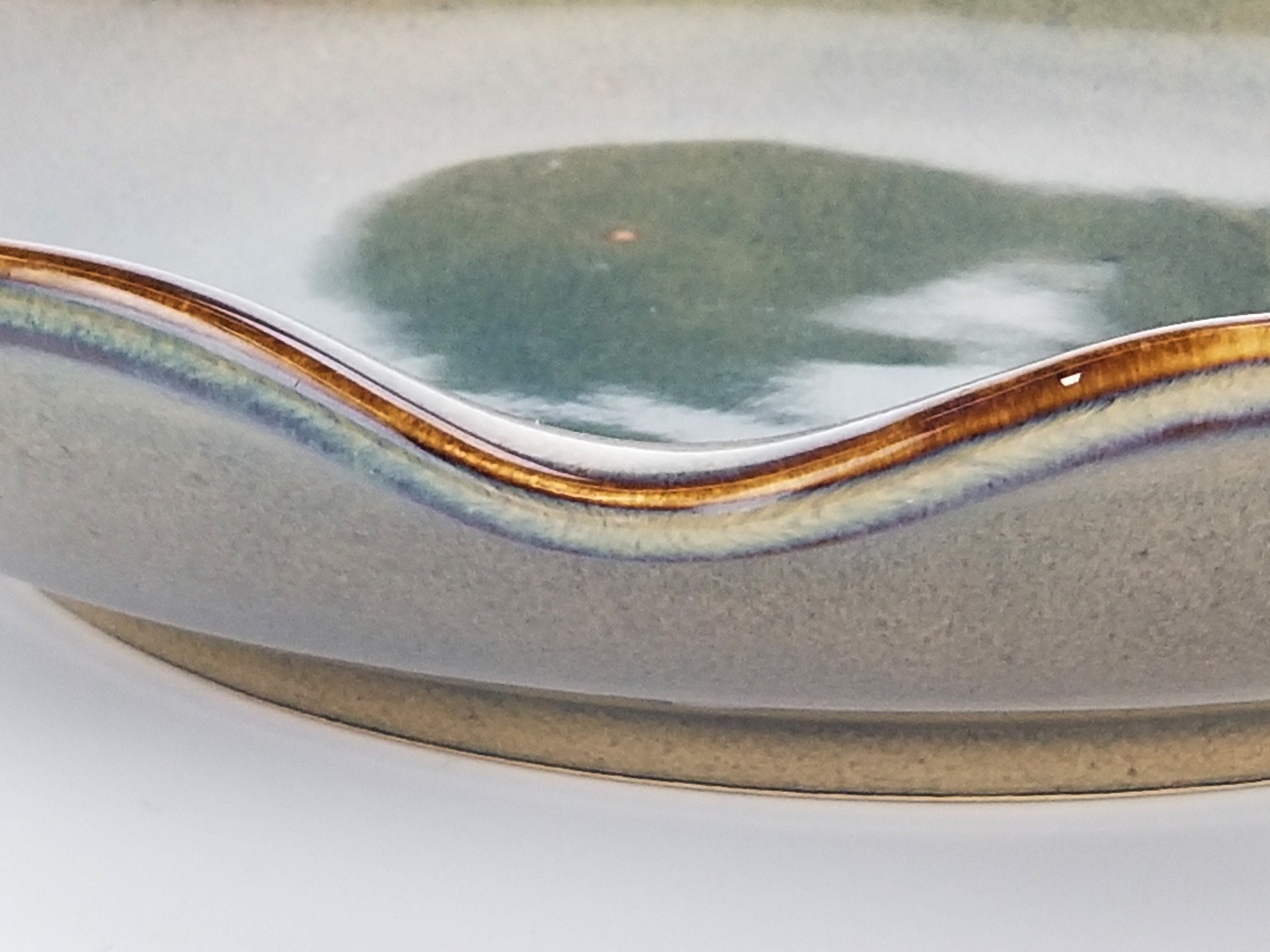 Vintage WCL Pottery Low Ruffle Bowl Iridescent Blue Green Gray | Etsy