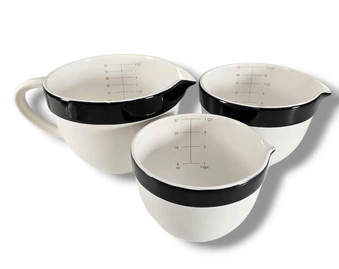 Kitchenaid Nesting Mixing Bowl Set ,3 Piece Bowl Set, Black Cream Bowl ...