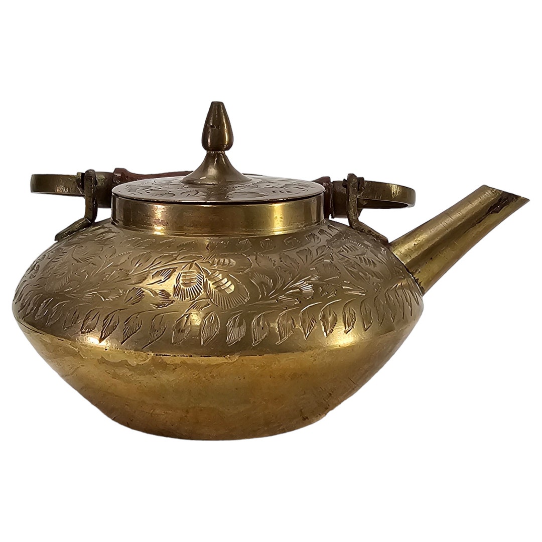 Vintage Indian Kettle Etched Brass Tea Kettle Brass Tea - Etsy