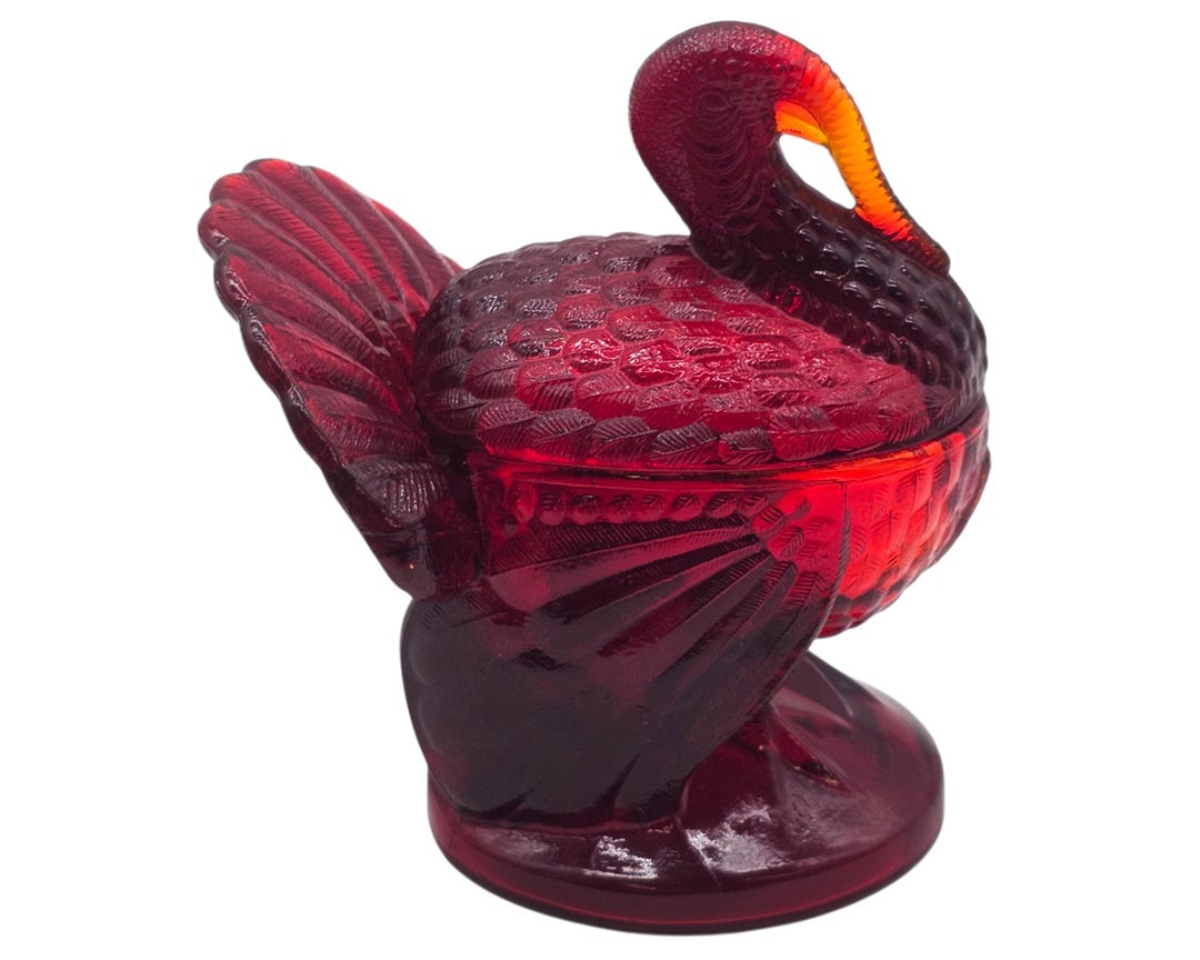 Vintage L.E. Smith Ruby Glass Turkey Covered Dish – Williams Sonoma ...