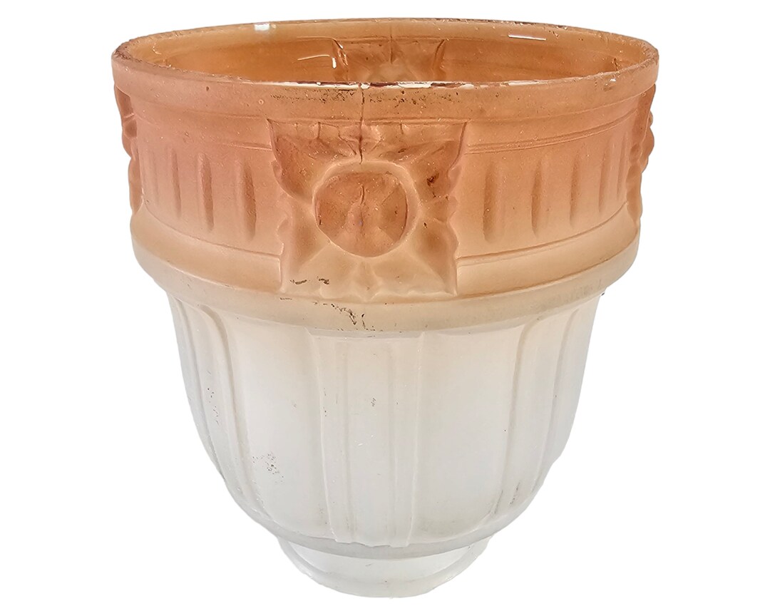 Vintage Tramp Lamp Shade, Frosted Glass, Glass Lamp Shade, Peach Lamp ...