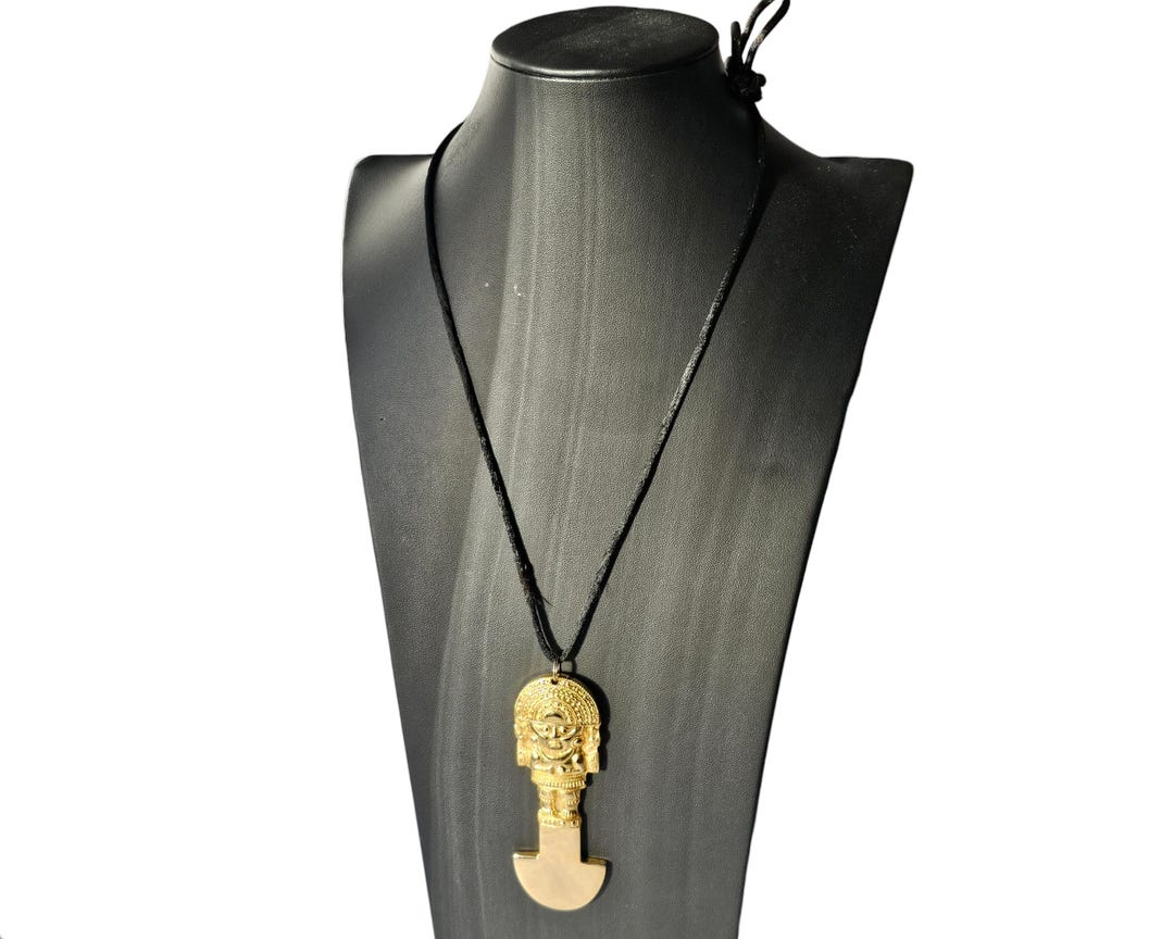 Vintage Gold GP Peruvian Tumi Knife Necklace Statement Pendant Aztec ...