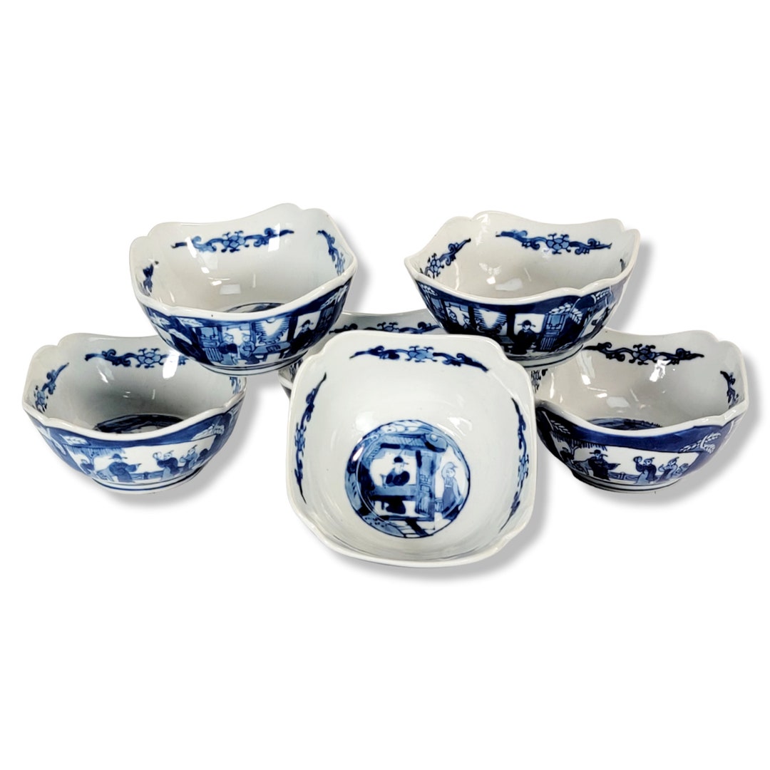Vintage Chinese Blue & White Bowls, Chinoiserie Design, Collectible ...