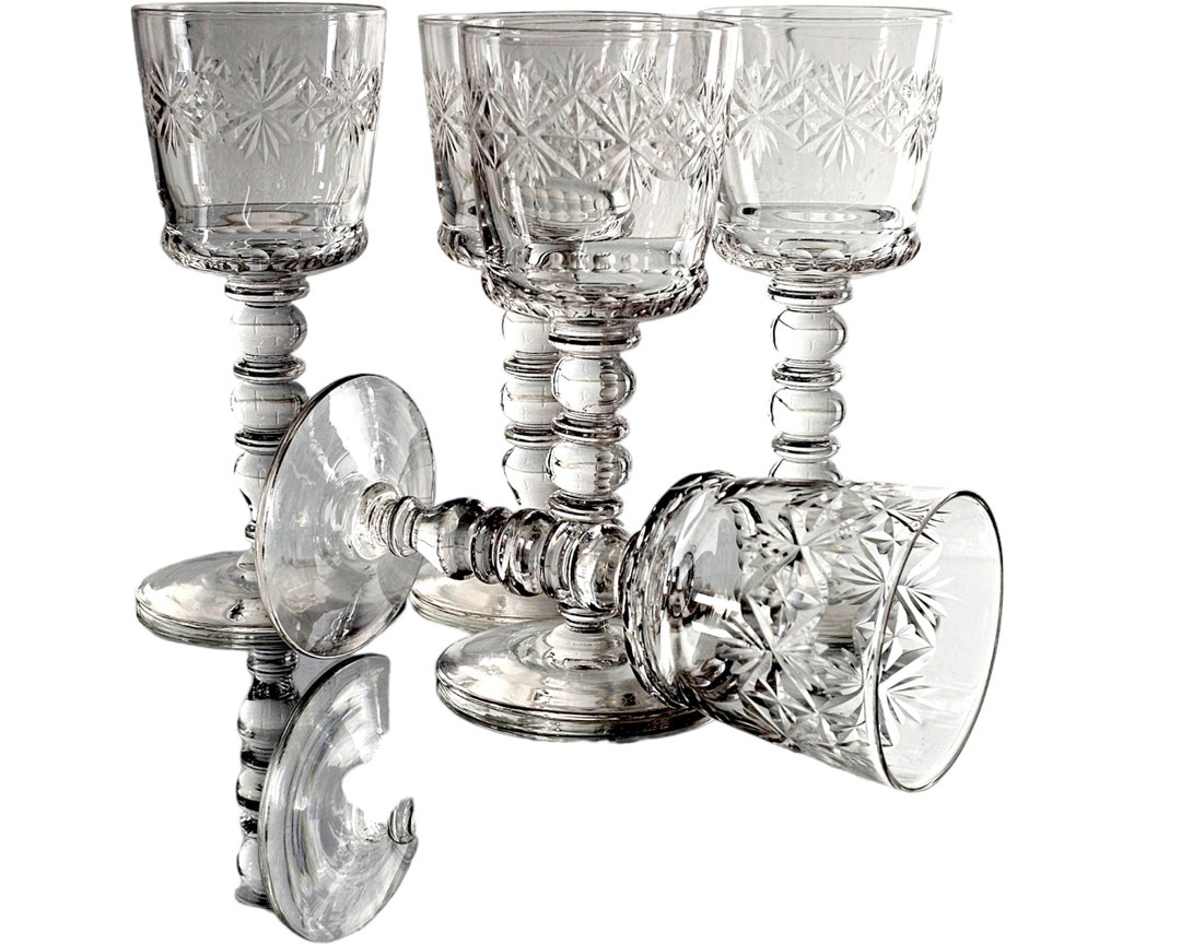 Bryce Glass Cordials, Diamond Wreath Cut Crystal Cordials, Elegant ...