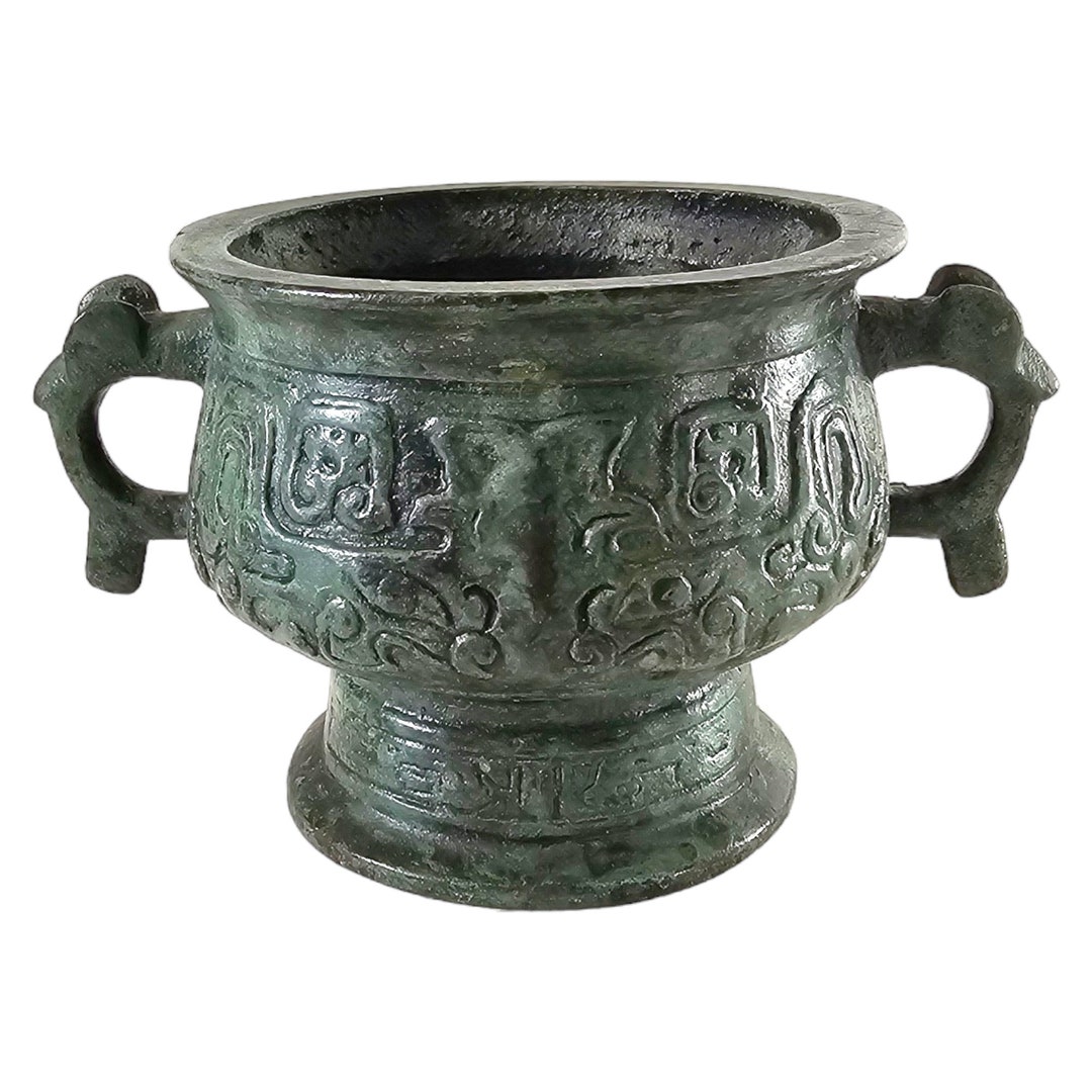 Vintage Chinese Vessel, Bronze Gui Vessel, Copper Green Vase 3.5"h - Etsy