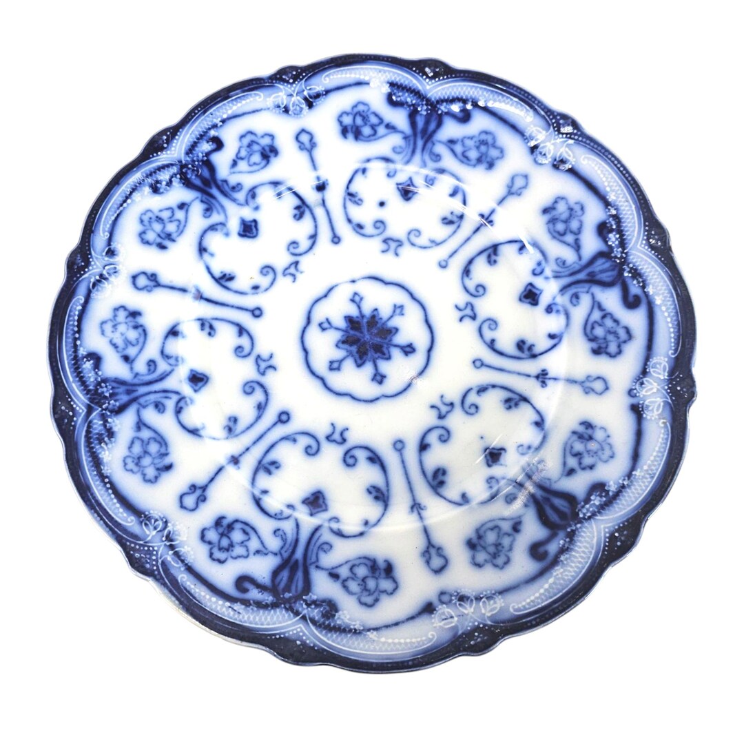 Antique Flow Blue Plate, 10", Wharf Pottery "conway" Ironstone, 19th C ...