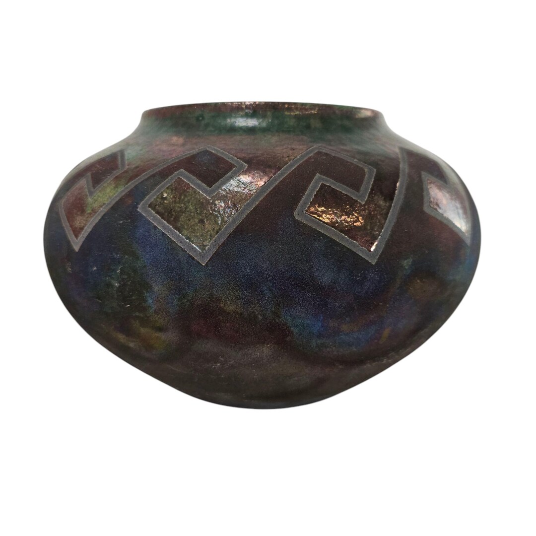 R. Kevin Kelley Studio Pottery Vase, 9” Iridescent Green, Southwest Art ...