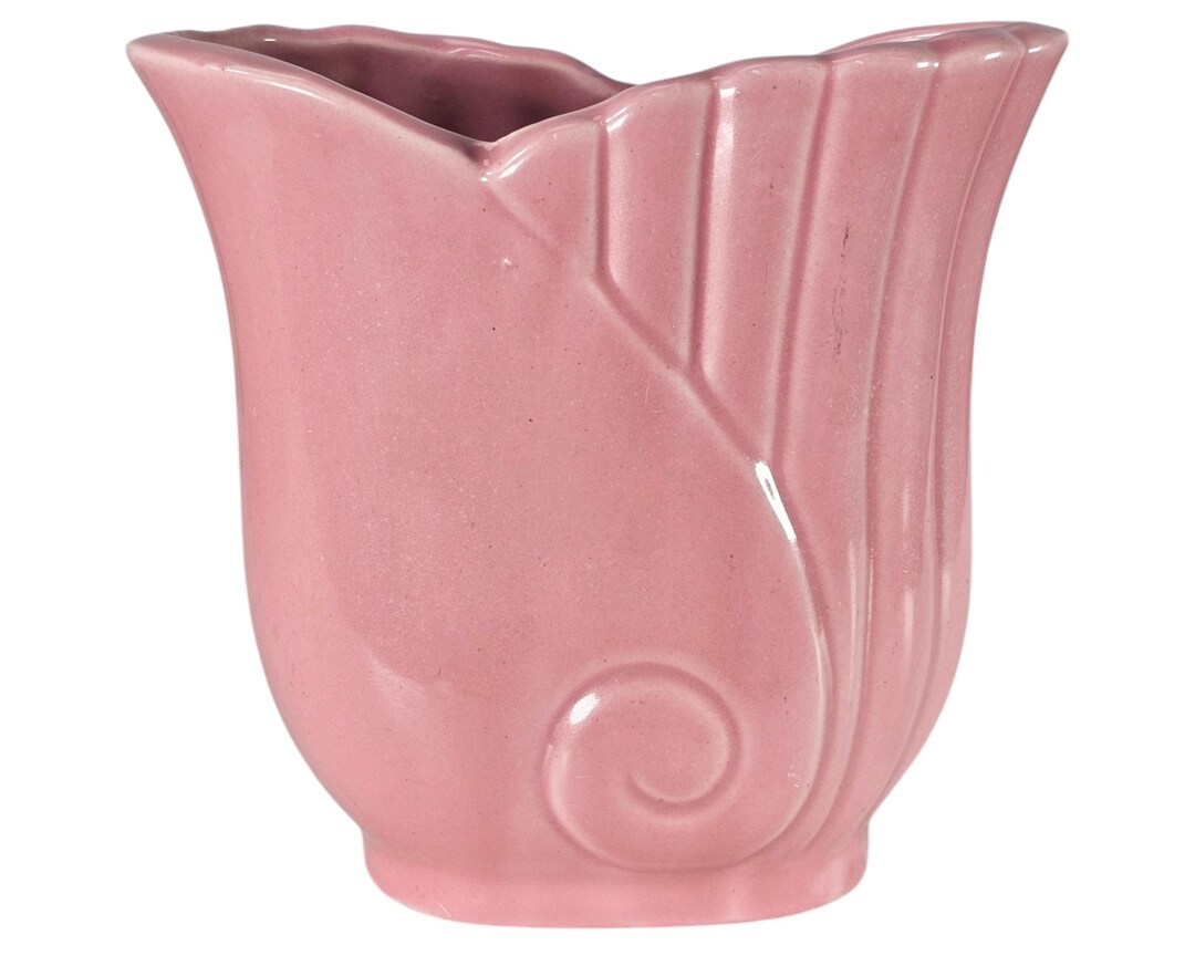 Vintage Art Deco Style Pink Swirl Vase Ribbed Scalloped 1930's 5" - Etsy