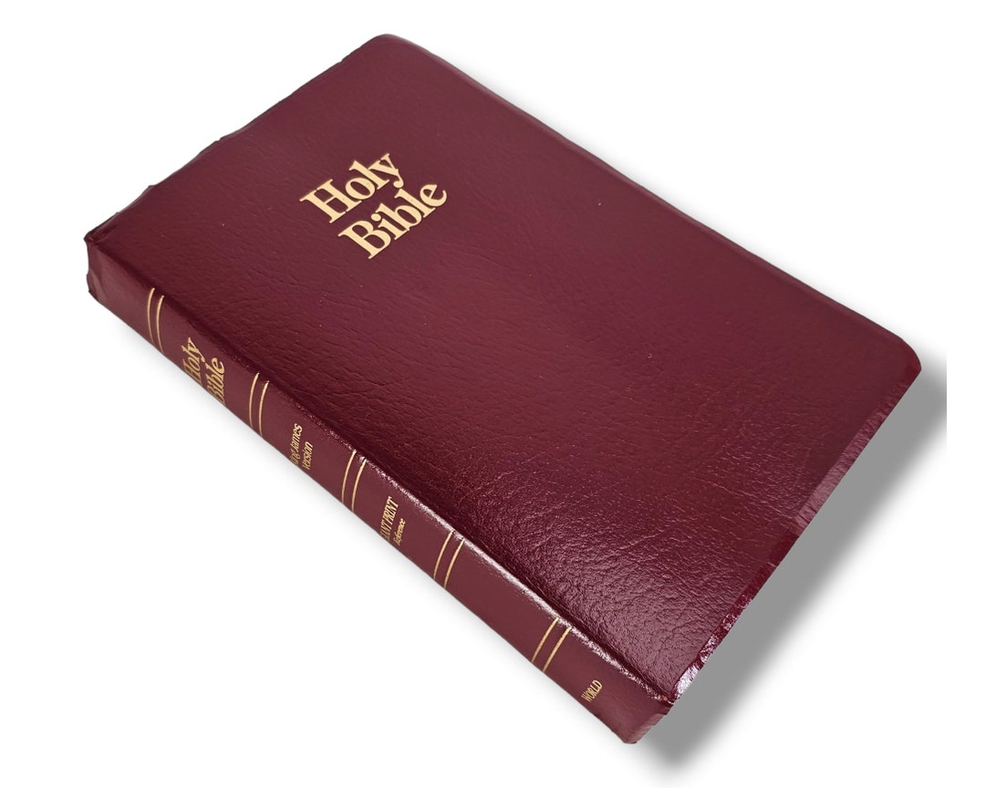 Vintage Red Bible, Faux Leather Bible, Holy Bible, King James Version ...