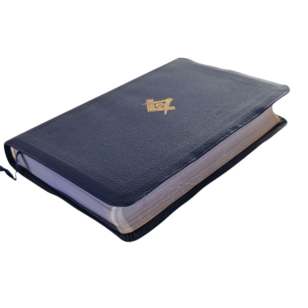 1951 Holman Masonic Presentation Bible, Blue Genuine Leather, Collins ...